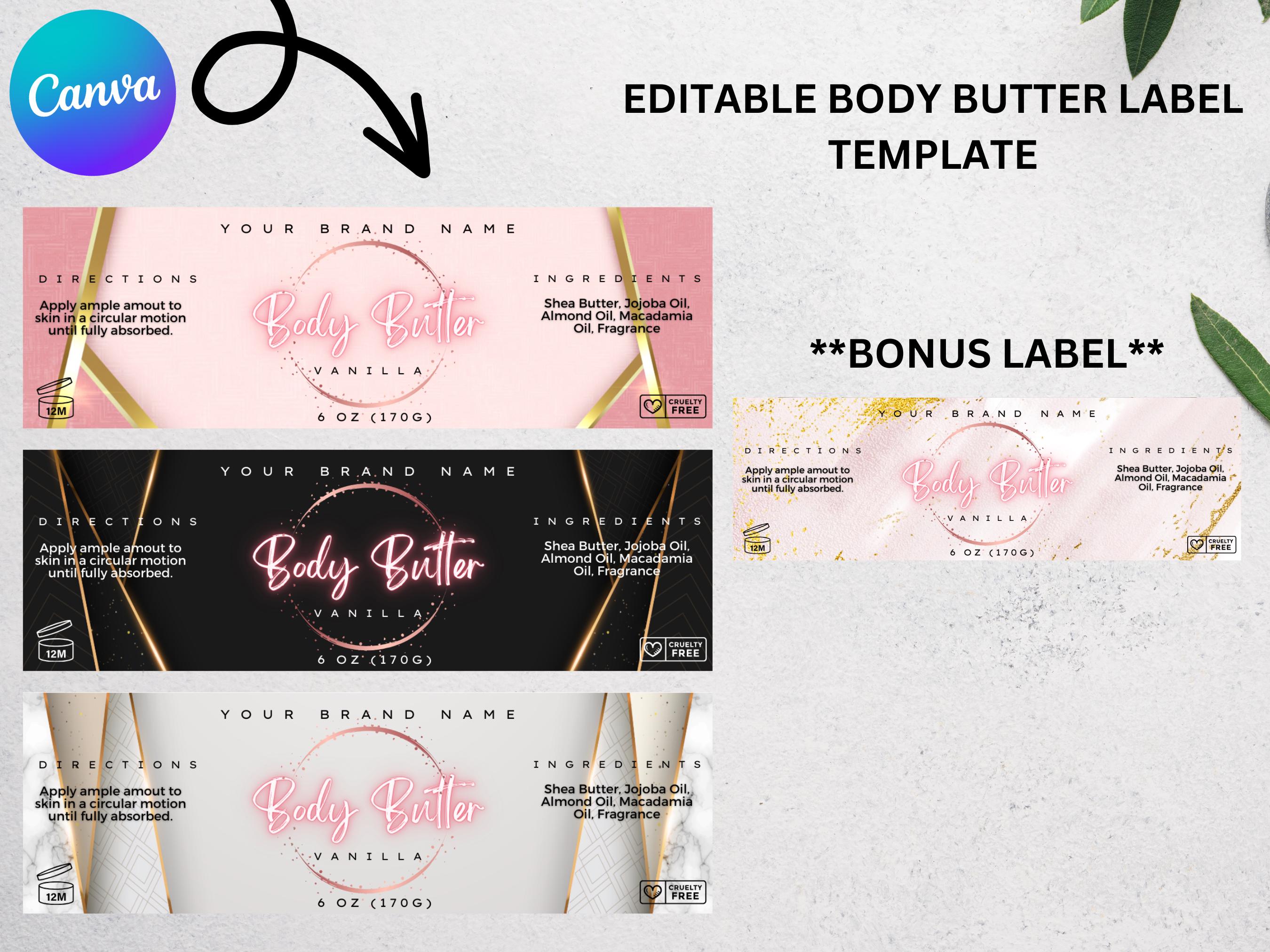 Editable Wrap Around Label for Jar & Circle Label, Body Butter Jar ...