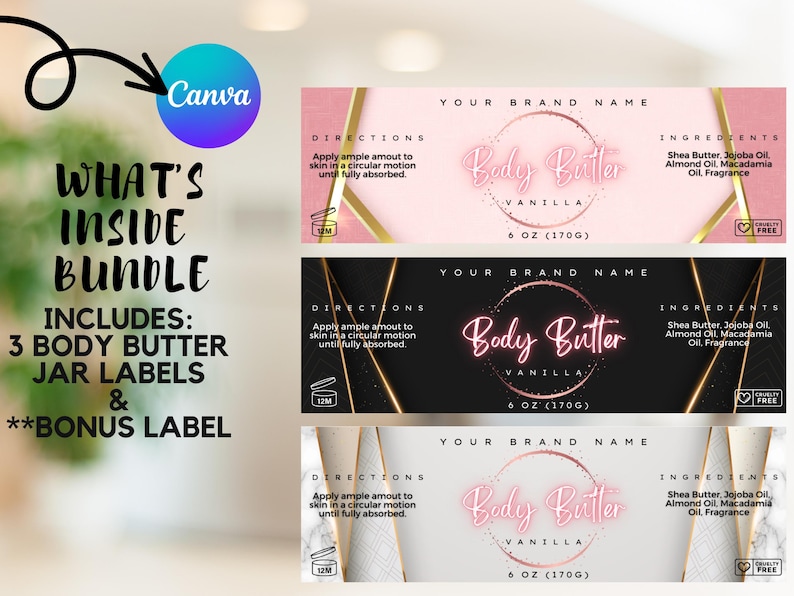Body Butter Label Template, Editable Product Label for Skincare ...
