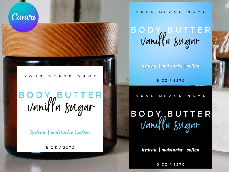 Whipped Body Butter Label Template, Editable Body Butter Square Labels ...