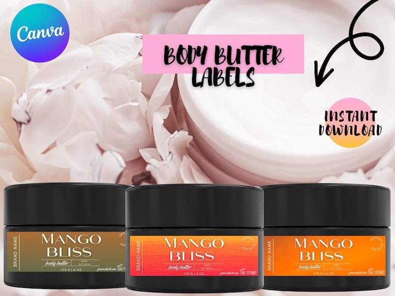 Editable Wrap Label Body Butter Template, DIY Body Butter Product Label ...