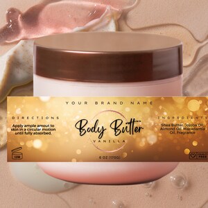 Body Butter Label Template, DIY Editable Product Label for Skincare ...