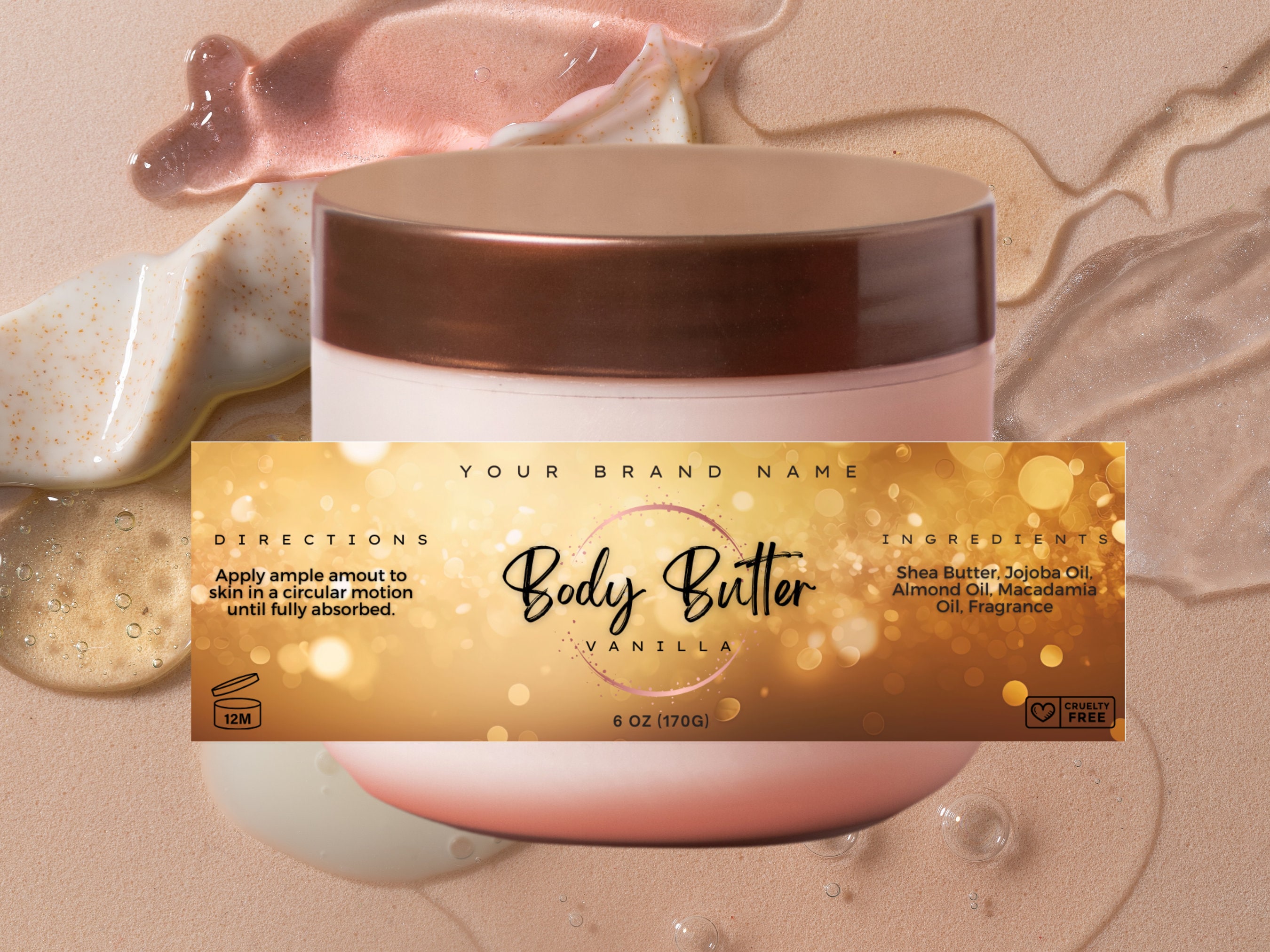 Body Butter Label Template, DIY Editable Product Label for Skincare ...