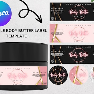 Editable Wrap Around Label for Jar & Circle Label, Body Butter Jar ...