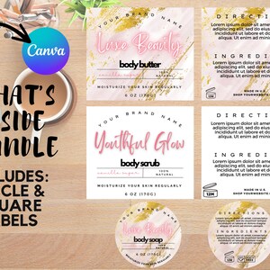 Editable Body Butter Label Template, Printable Product Jar Wrap Label ...