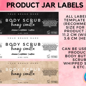 Editable Body Scrub Jar Label Template, Canva Sugar Scrub Product Label ...