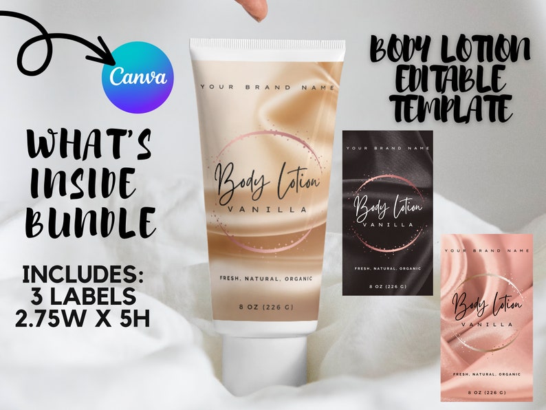 Editable Body Lotion Label Template, Printable Skincare Labels (canva ...