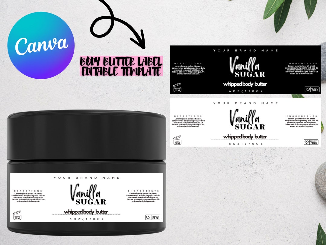 Body Butter Labels Template, Printable Product Label for Skincare ...