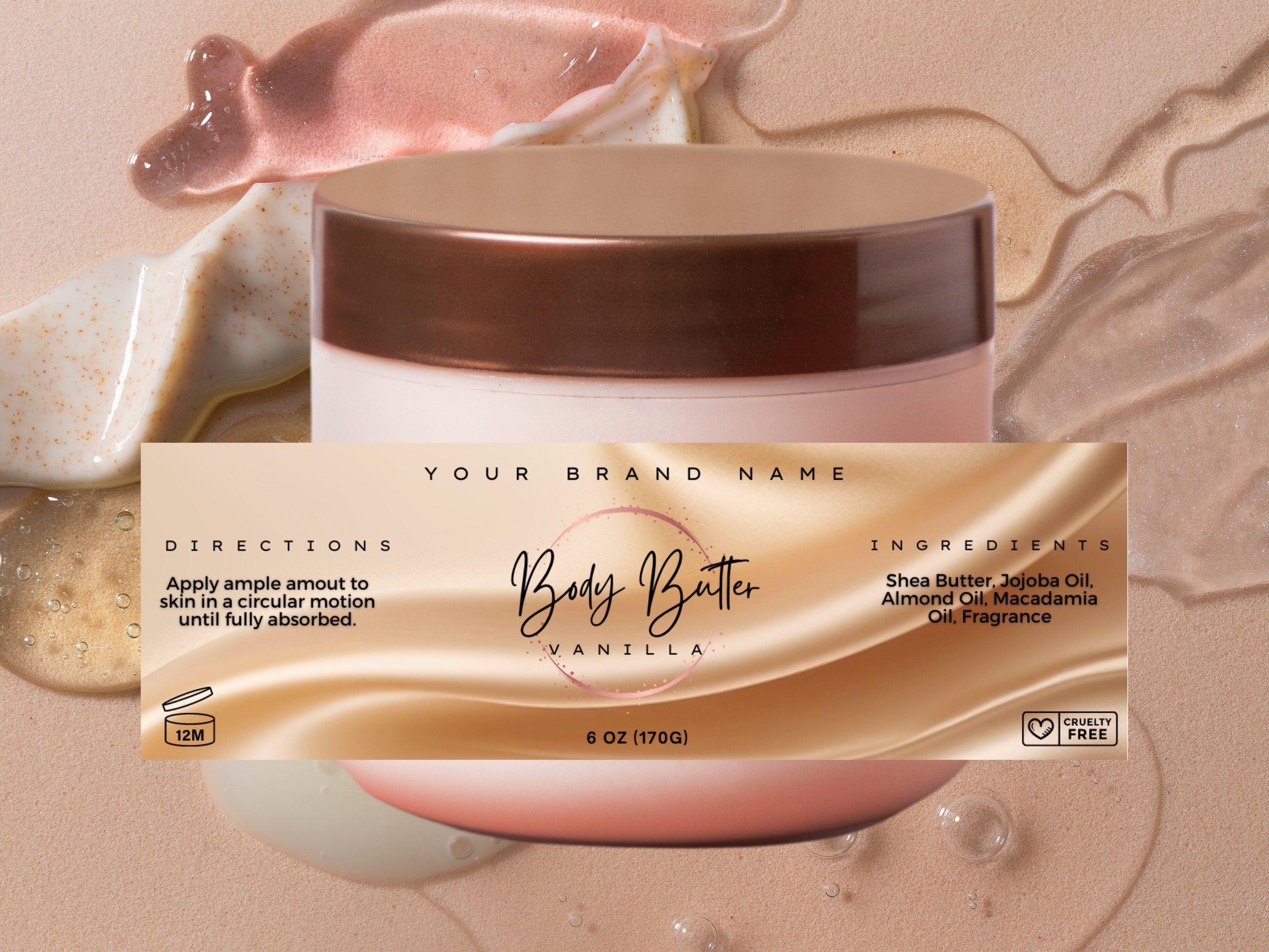 Body Butter Label Template, Printable Product Label for Skincare ...