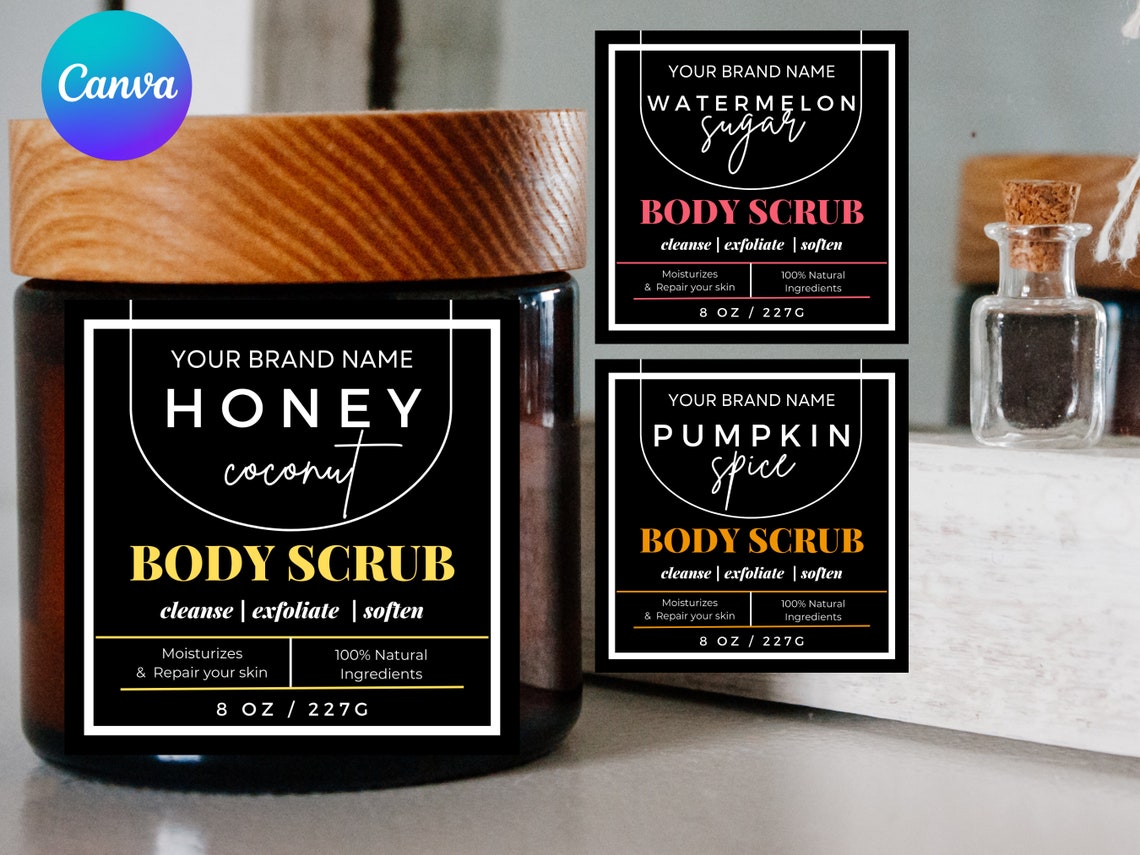 Body Scrub Label Editable Template, Printable Sugar Scrub Labels ...