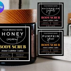 Body Scrub Label Editable Template, Printable Sugar Scrub Labels ...