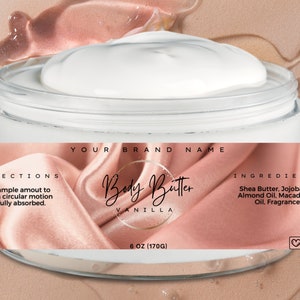 DIY Body Butter Label Template, Printable Product Jar Wrap Label for ...