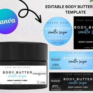 Whipped Body Butter Label Template Bundle, Editable Body Butter Square ...