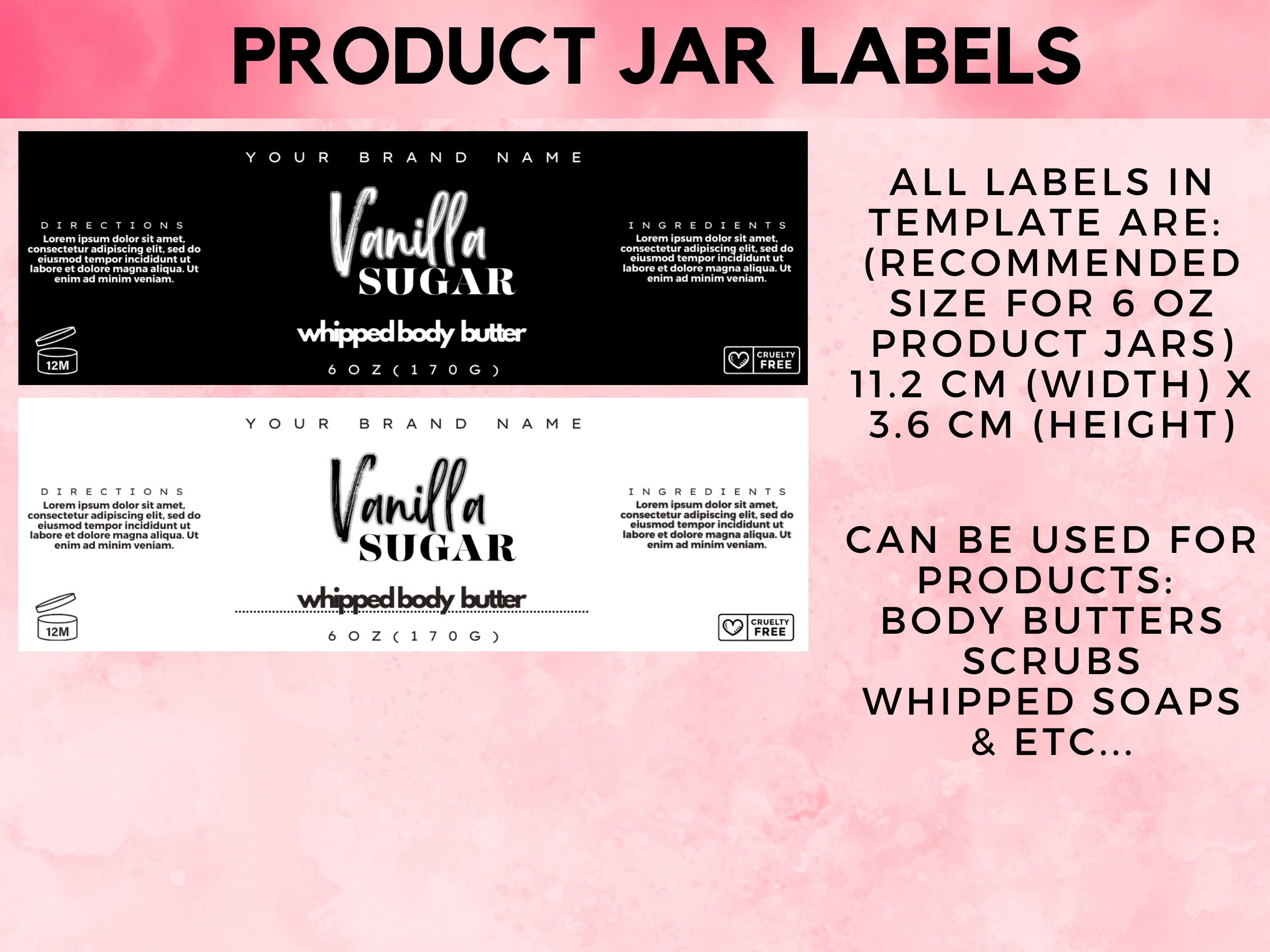 Body Butter Labels Template, Printable Product Label for Skincare, Editable Canva Body Butter ...