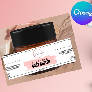 3 Body Butter Label Templates, Custom Sticker Labels, Canva Product ...