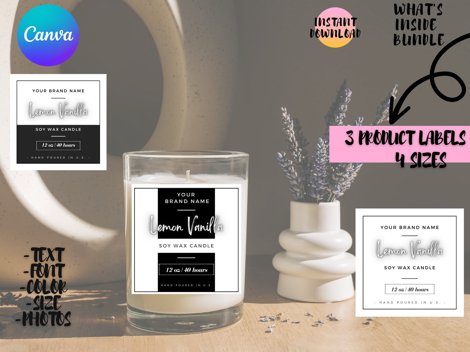 Editable in CANVA Candle Label Template Printable Candle - Etsy