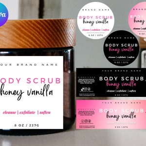 Body Scrub Editable Label Template, Printable Sugar Scrub Product Label ...