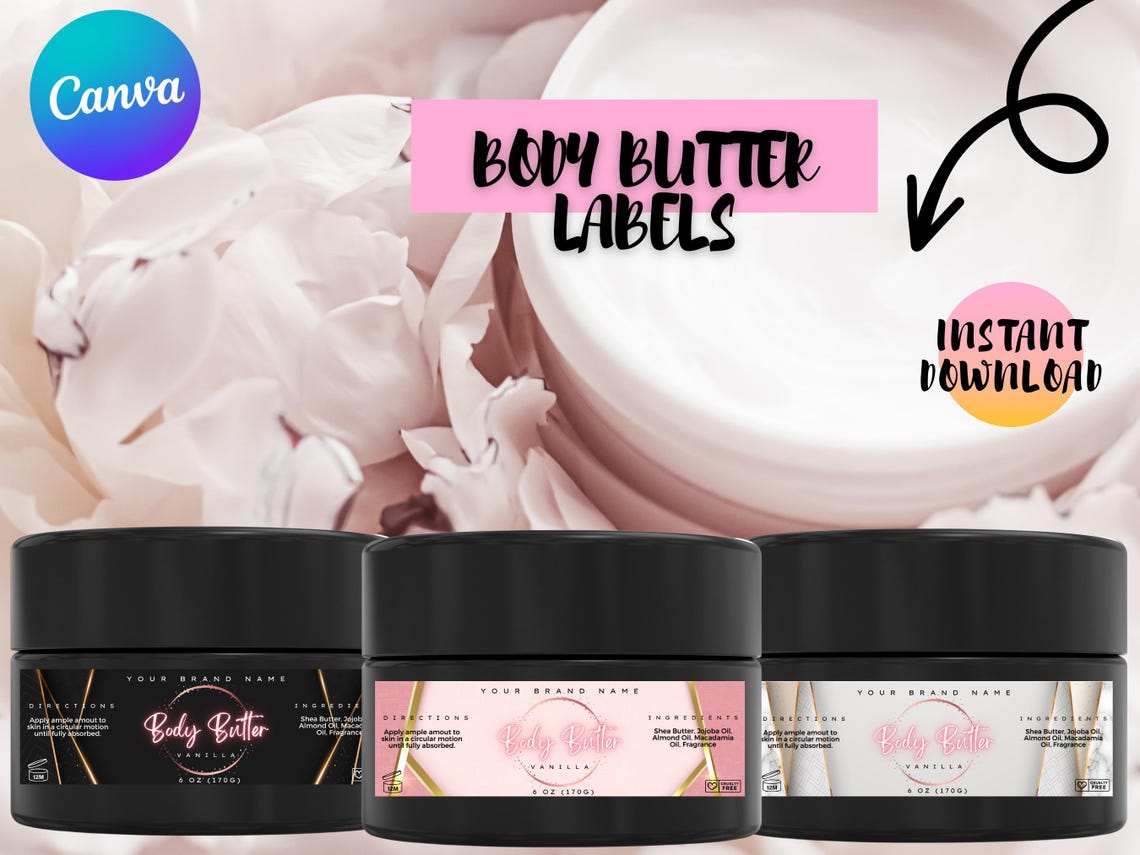 Body Butter Label Template, Editable Product Label for Skincare ...