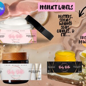 Body Butter Label Template, Editable Product Label for Skincare ...