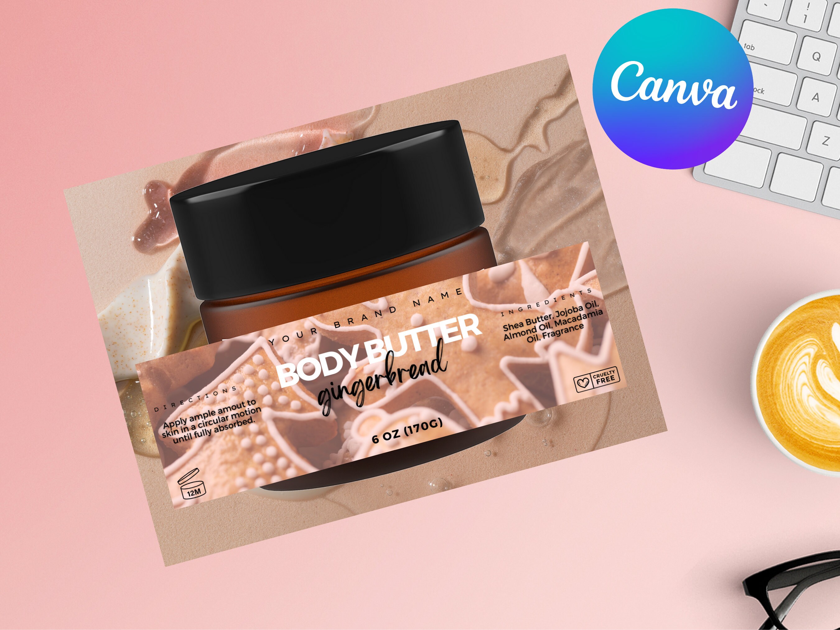 Editable in CANVA Whipped Body Butter Label Template, Printable ...