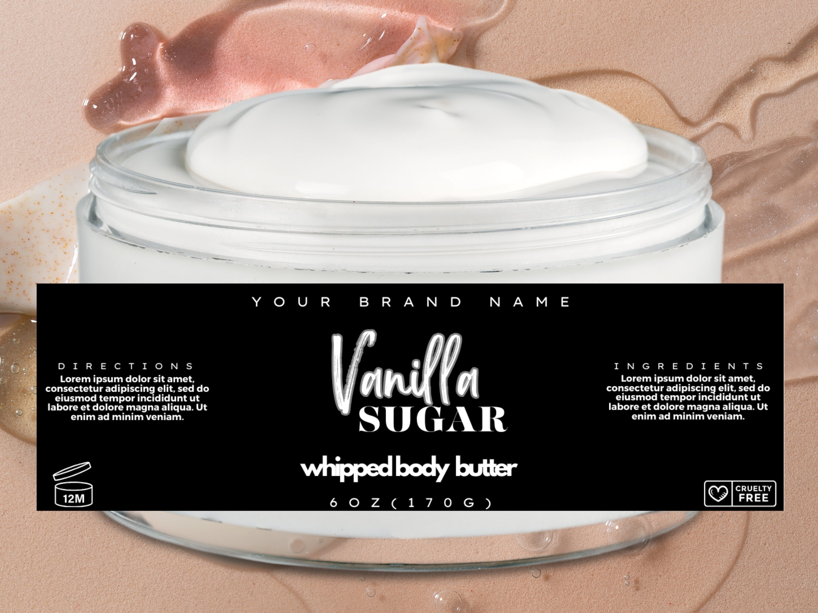 Body Butter Labels Template, Printable Product Label for Skincare ...