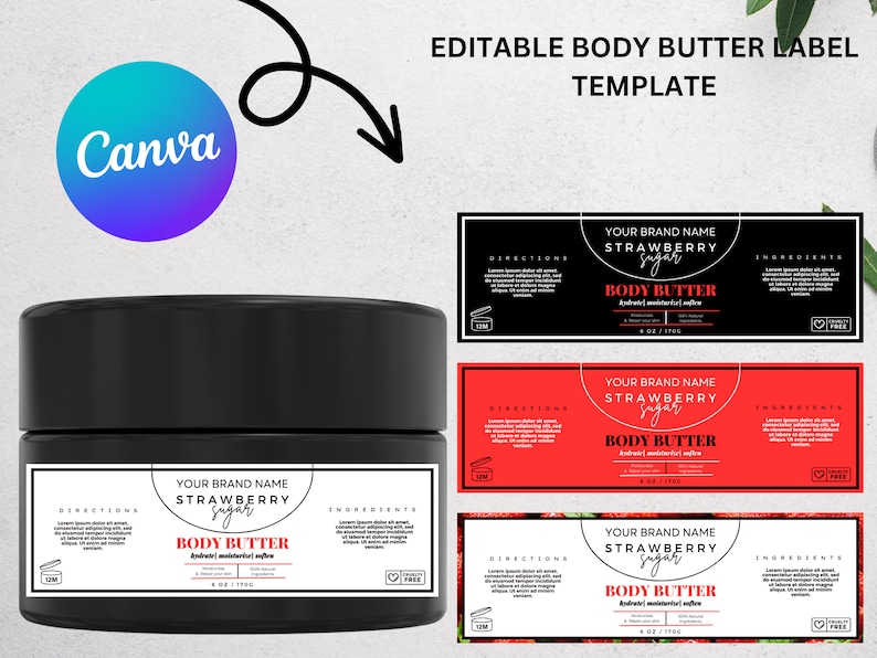 Body Butter Label Template, Printable Product Label for Skincare ...