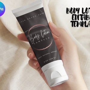 Editable Body Lotion Label Template, Printable Skincare Labels (canva ...