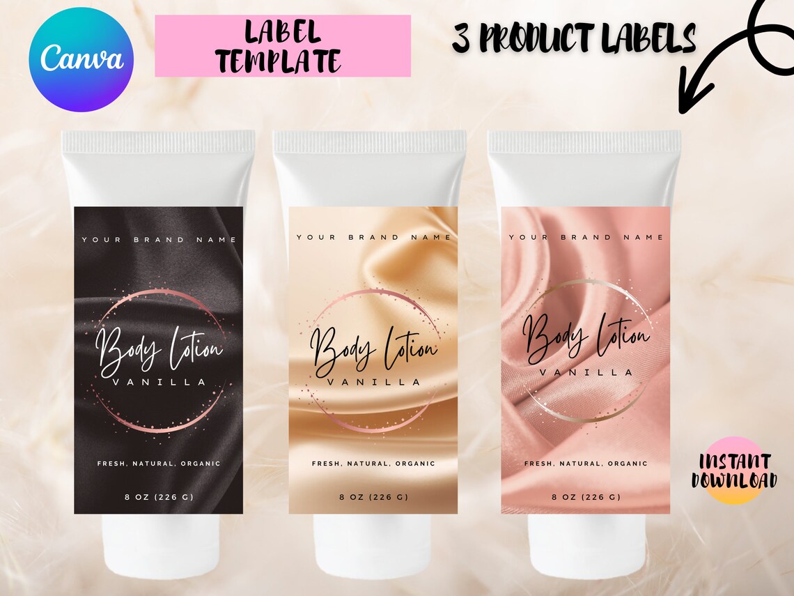 Body Lotion Label Template, Skincare Product Labels (canva Editable) - Etsy