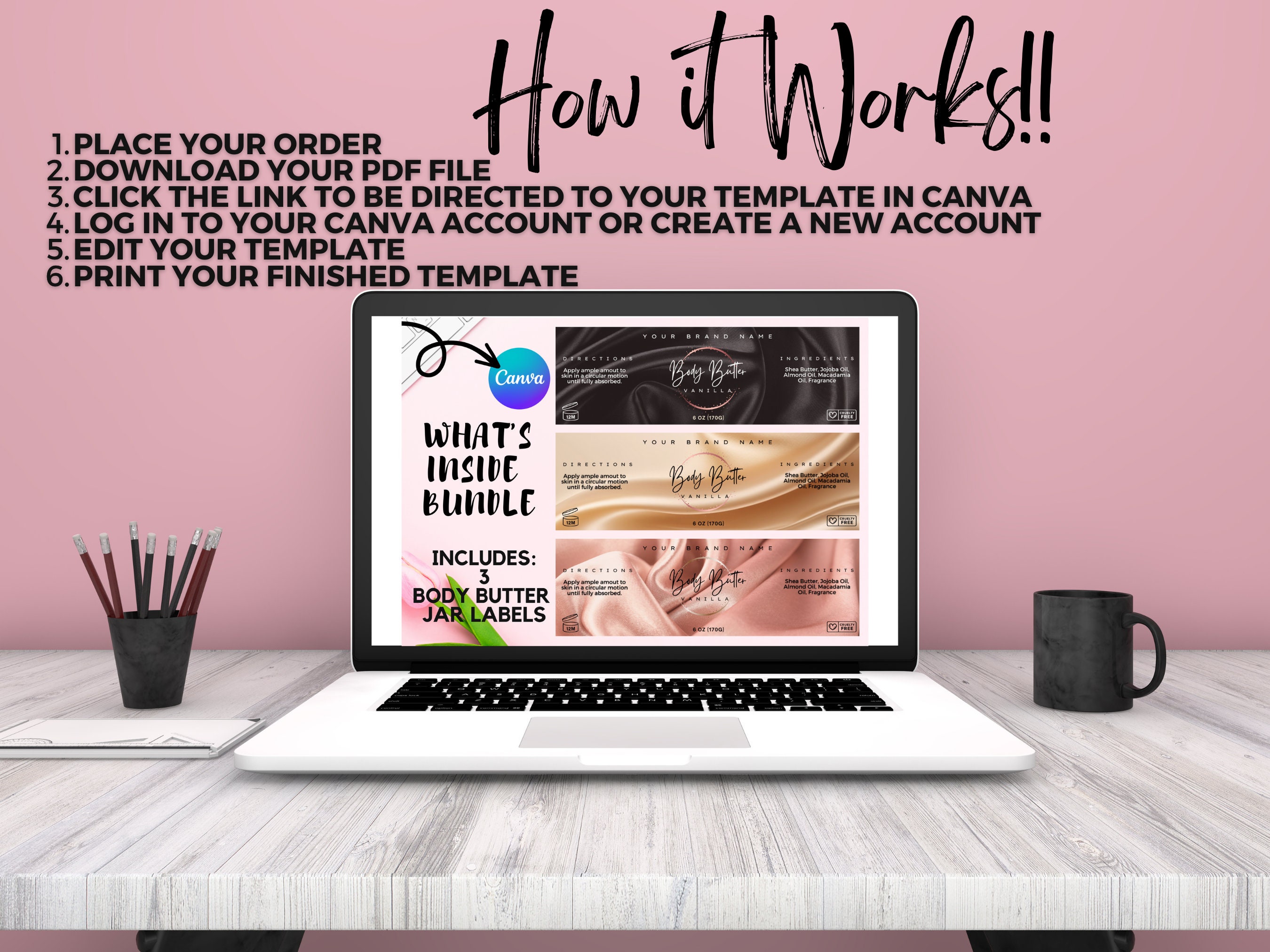 Editable Body Butter Label Template, DIY Canva Cosmetic Labels, Product ...