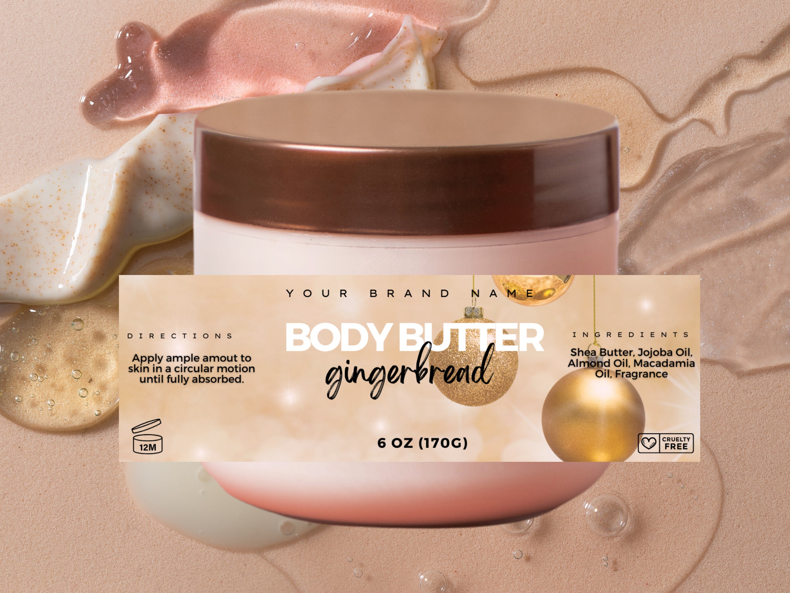 Printable Body Butter Labels Template, Holiday Product Jar Wrap ...