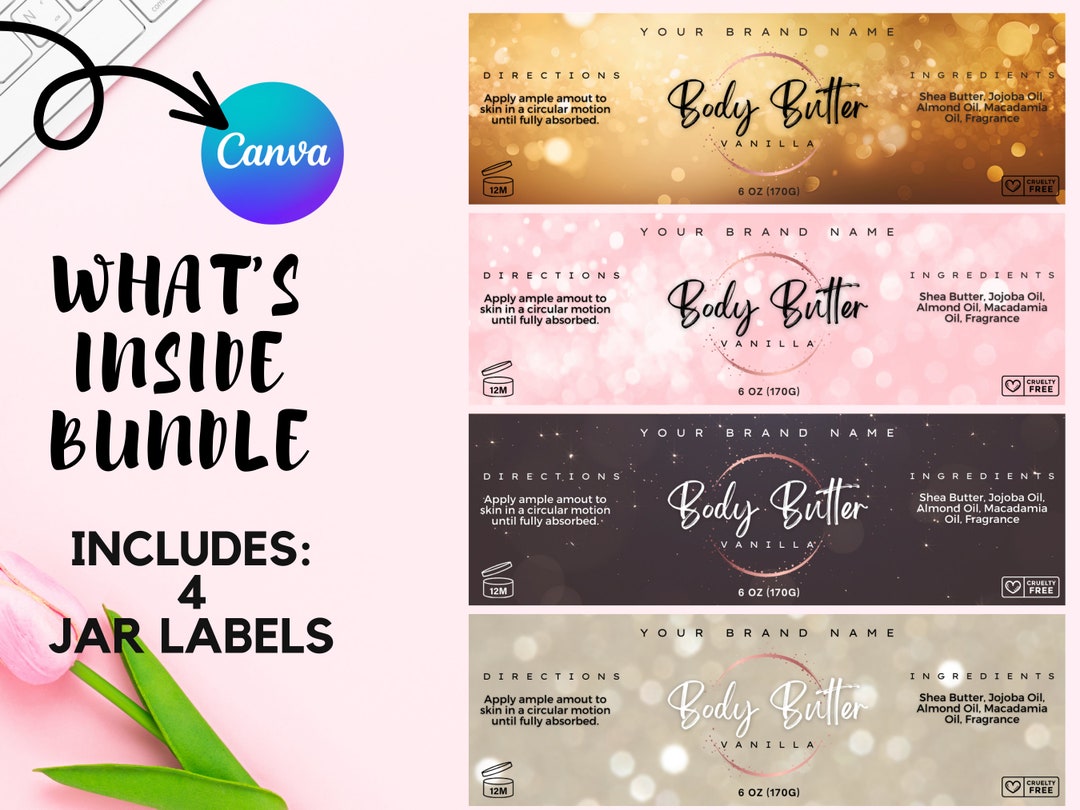 Body Butter Label Template, DIY Editable Product Label for Skincare ...