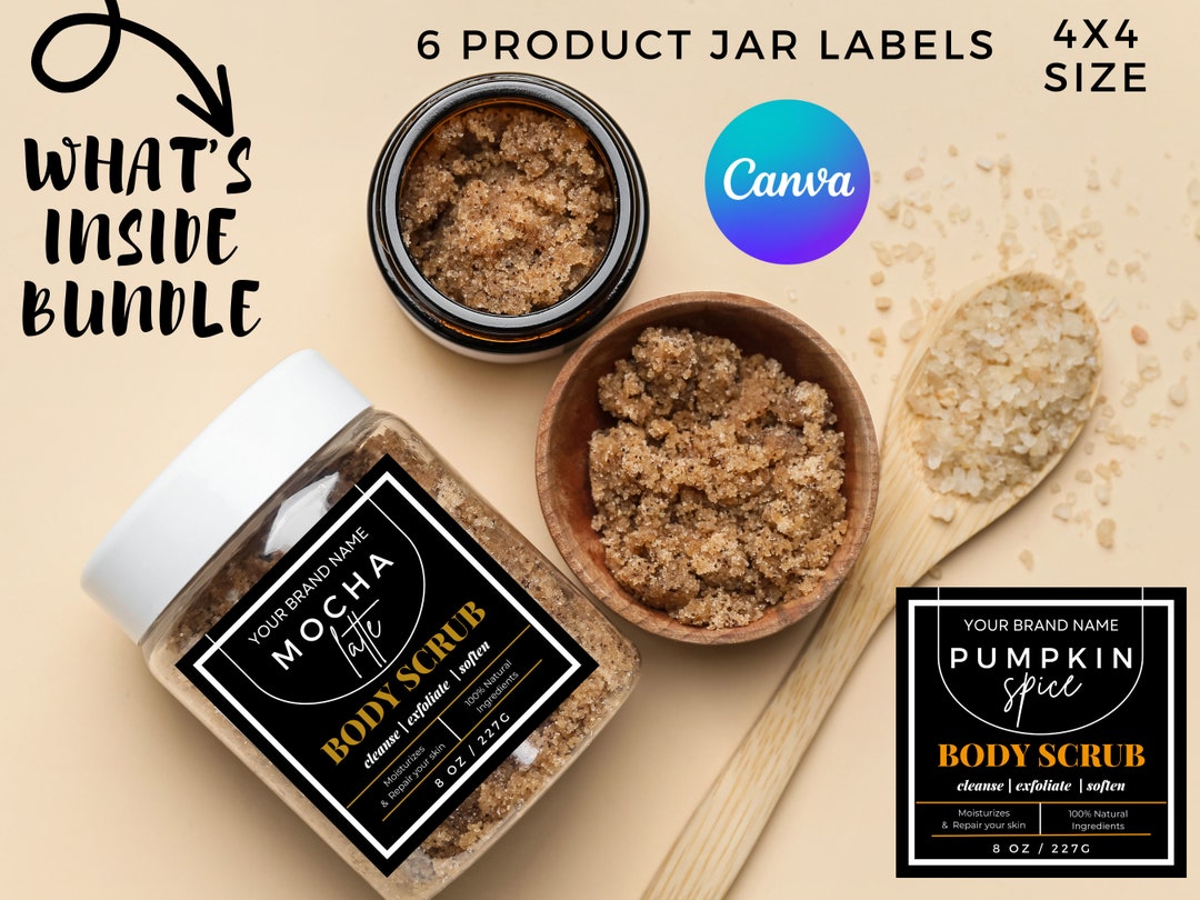 Body Scrub Label Template, Printable Sugar Scrub Labels, Editable in ...