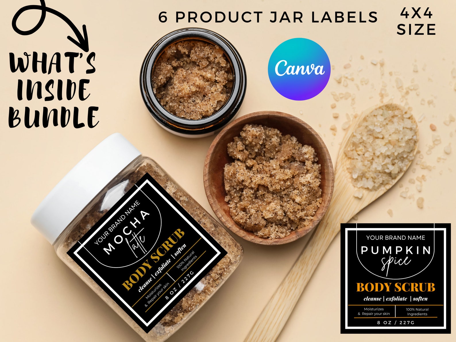 Body Scrub Label Editable Template, Printable Sugar Scrub Labels ...