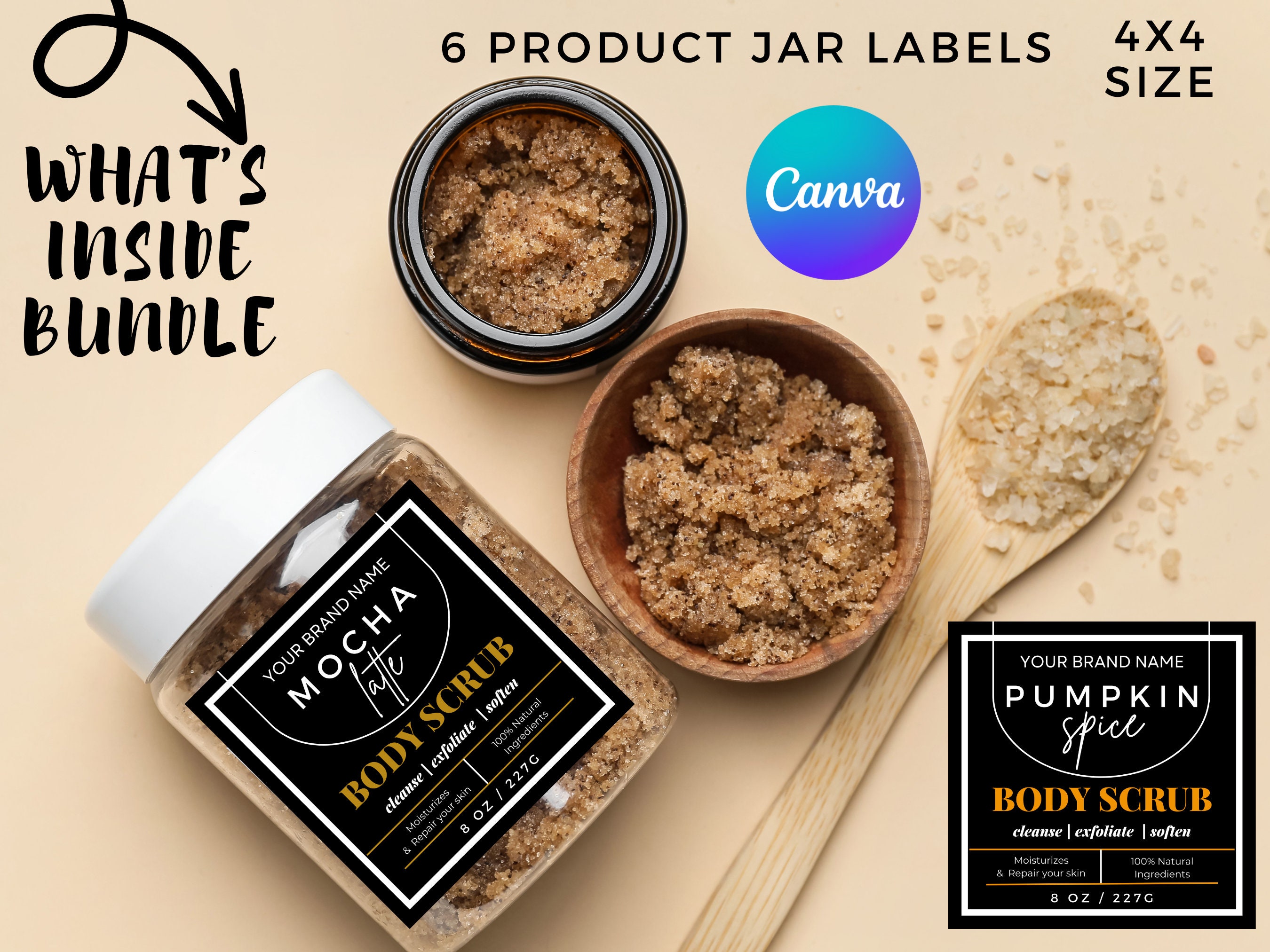 Body Scrub Label Editable Template, Printable Sugar Scrub Labels ...