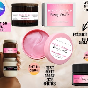 Body Scrub Editable Label Template, Printable Sugar Scrub Product Label ...