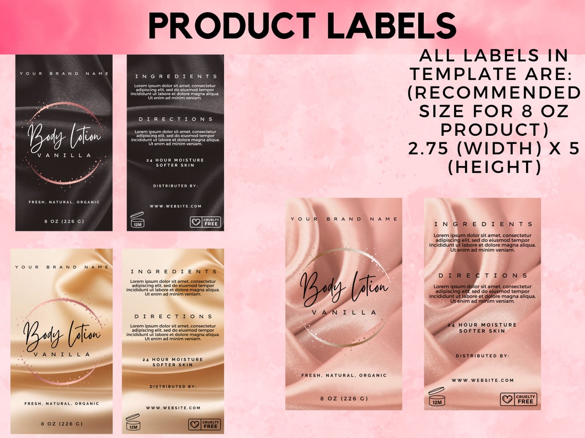 Body Lotion Label Template, Printable Body Butter Labels for Skincare ...