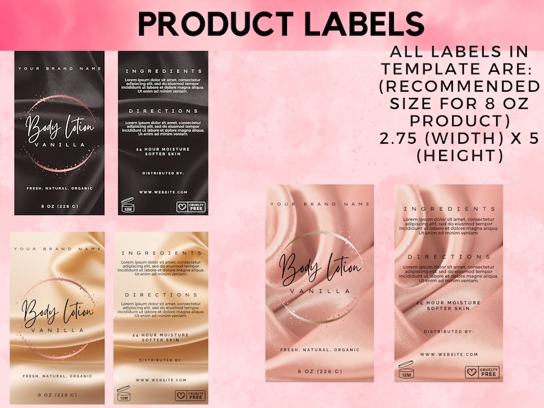 Body Lotion Label Template, Printable Body Butter Labels for Skincare ...