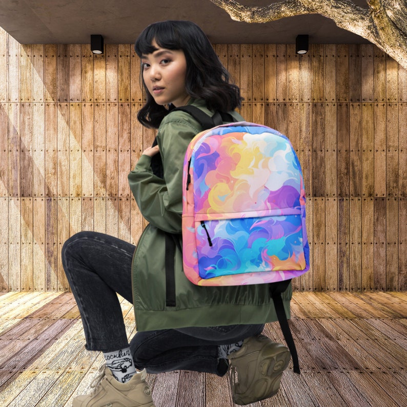 Aesthetic School Backpack Boho Backpack City Travel Backpack Blue ...