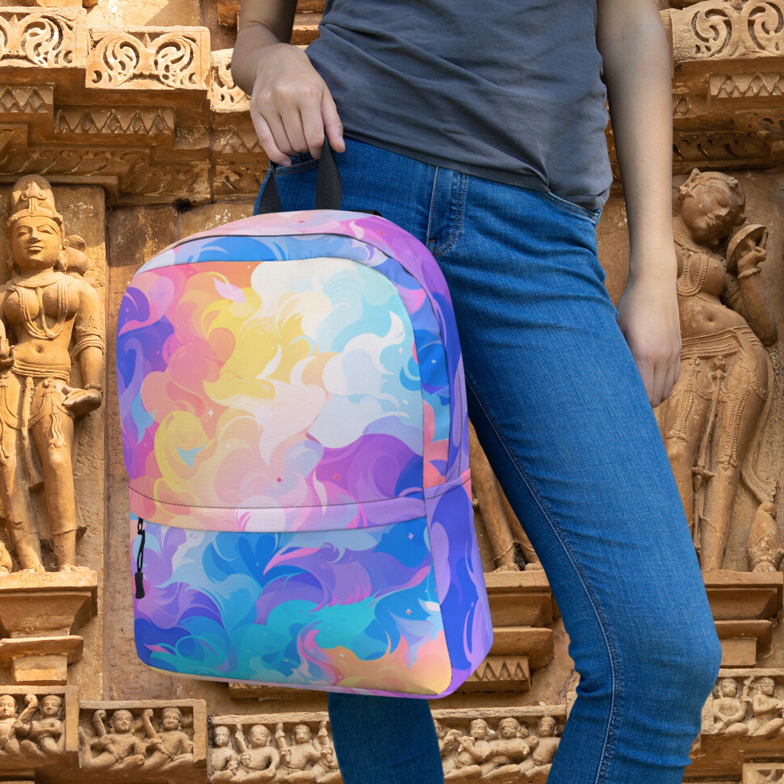 Aesthetic School Backpack Boho Backpack City Travel Backpack Blue ...