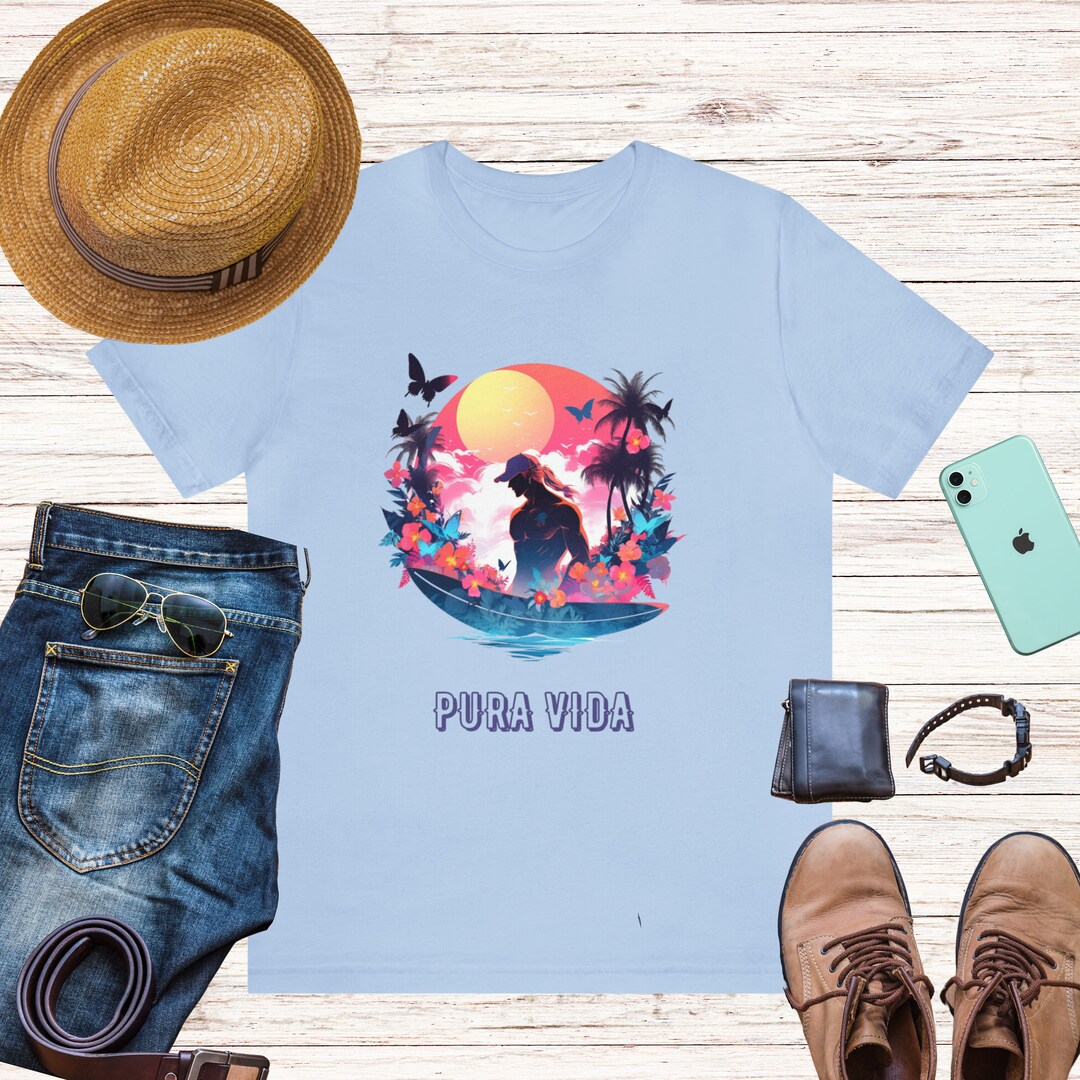 Pura Vida Surf Tshirt for Men Hibiscus Surf Shirt Mens Ocean Tshirt ...