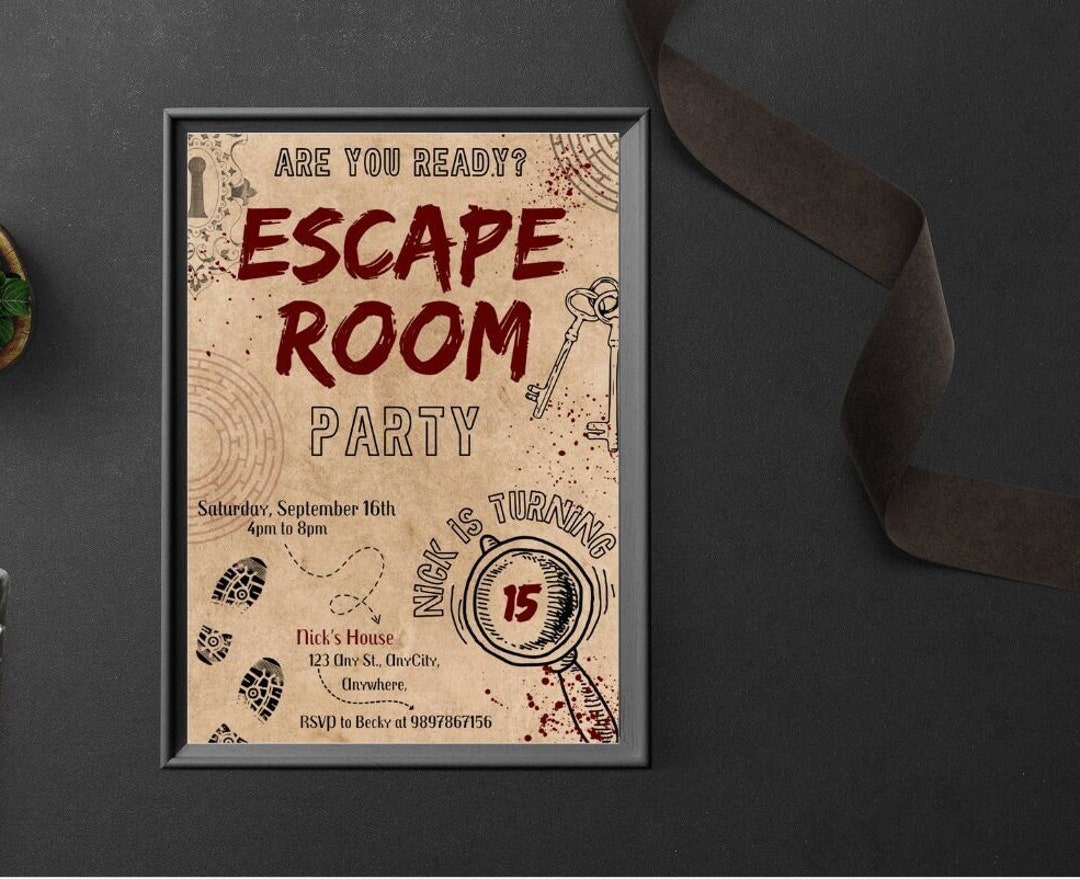 Escape Room Party Birthday Invitation Escape Game Activity Kids ...