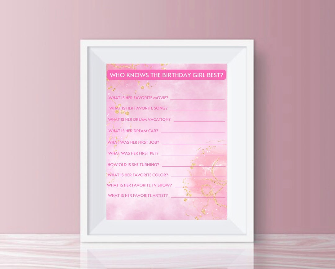 Who Knows the Birthday Girl Quiz Party Game Birthday Party Game ...