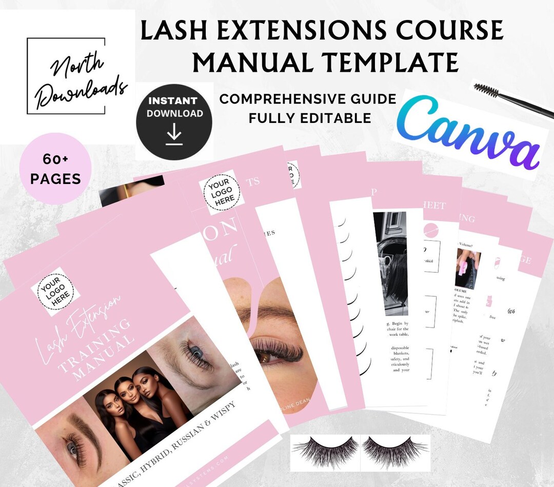 Editable Lash Extensions Training Course Manual Template, Comprehensive ...