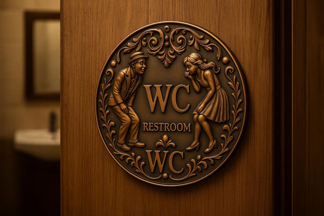 Vintage Bronze WC Restroom Sign: Funny Bathroom Decor (30x30 Cm - Etsy