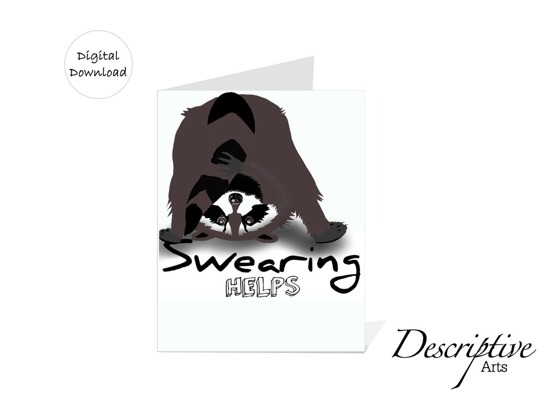 Printable Swearing Helps, Digital Card Thinking of You, 5x7 Greeting ...