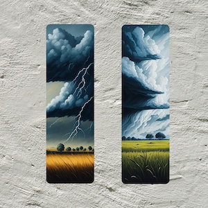 Set of 2 Printable Bookmarks Thunderstorm Digital Bookmarks Book Lovers ...