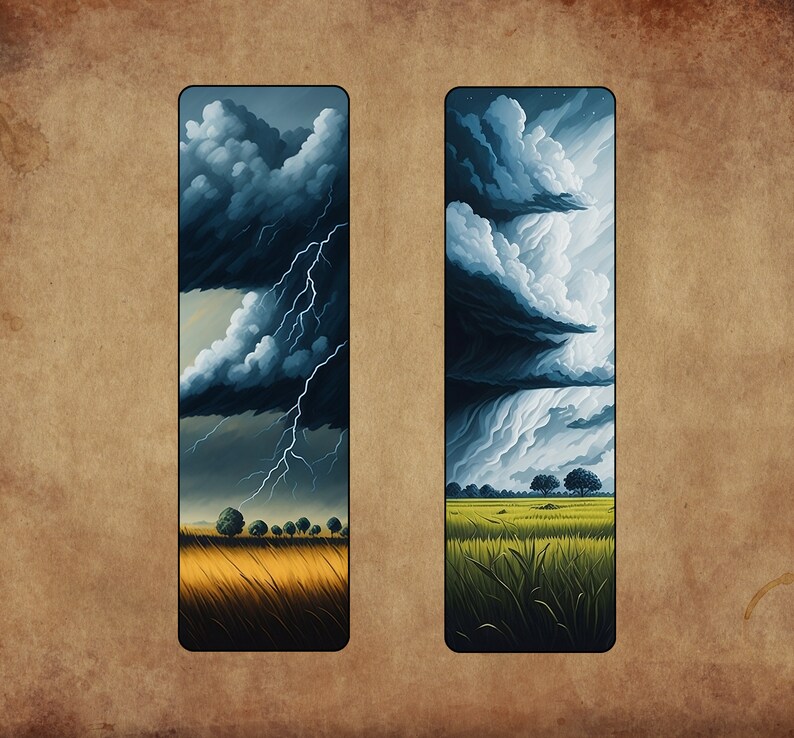 Set of 2 Printable Bookmarks Thunderstorm Digital Bookmarks Book Lovers ...