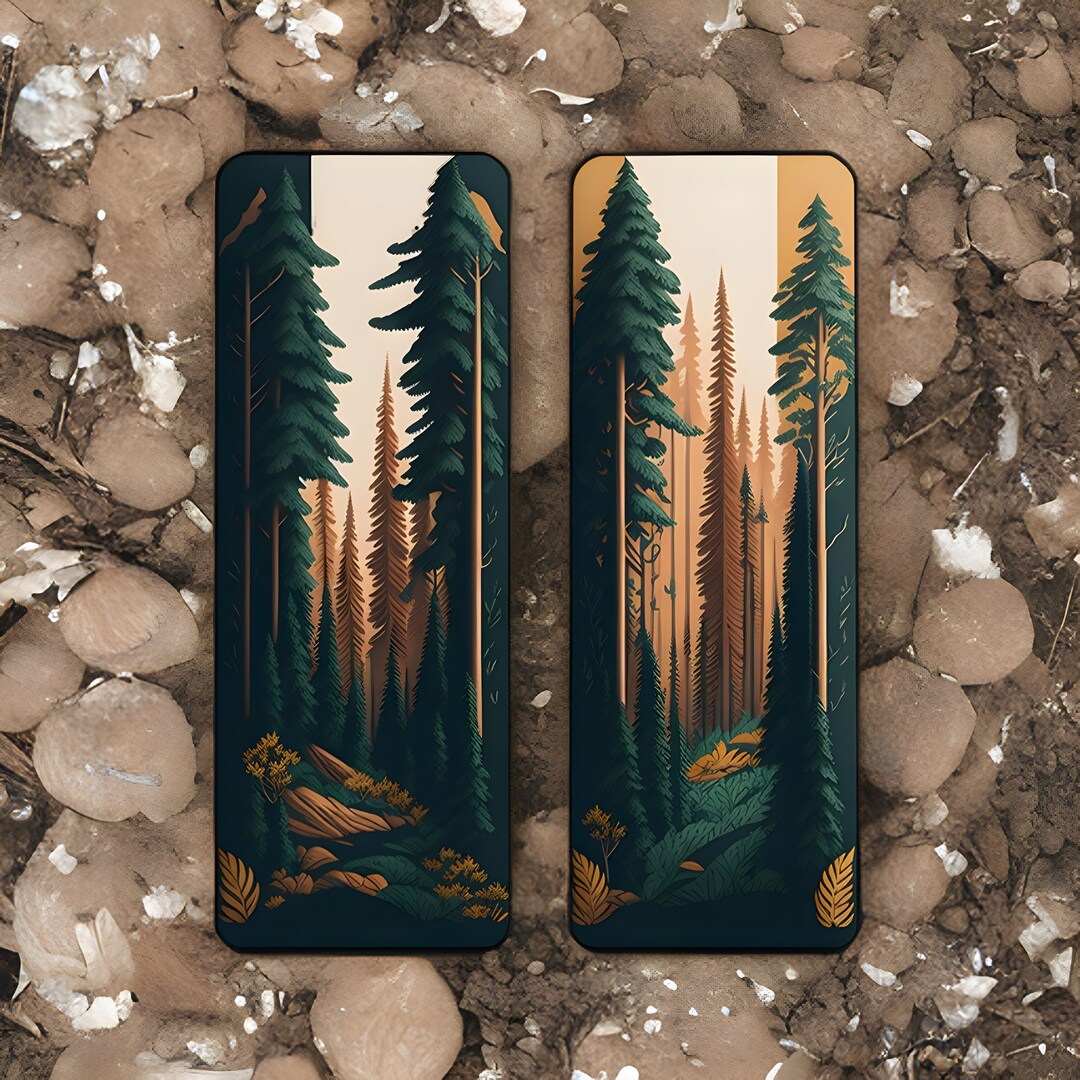 Set of 2 Printable Bookmarks | Forest | Hand Draw Style | Forest ...