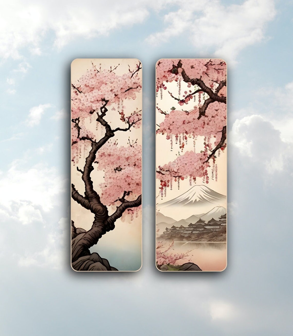 Digital Bookmarks Pink Trees Japanese Digital Bookmarks Book Lovers ...