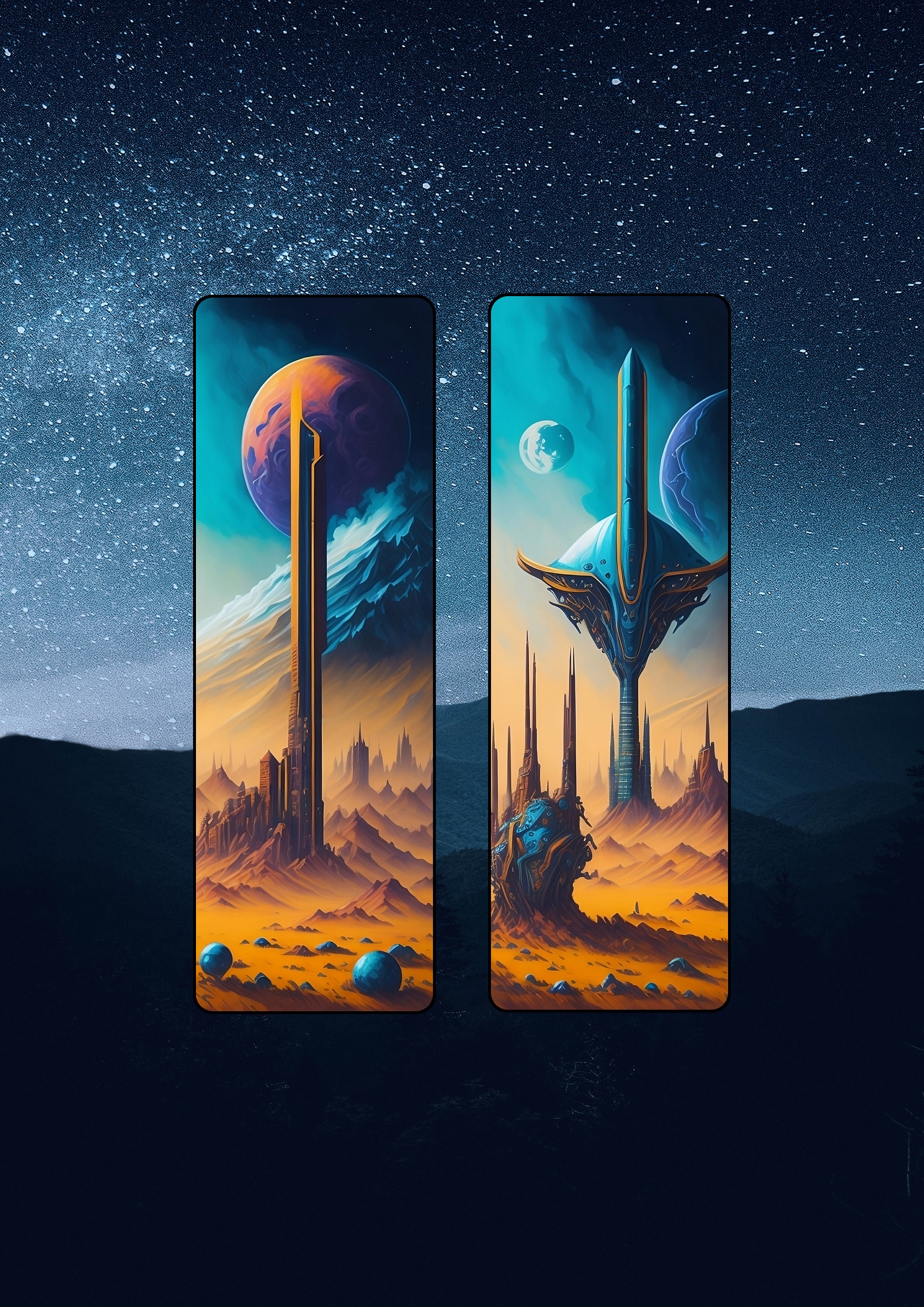 Set of 2 Printable Bookmarks | Alien Planet | Desert | Digital ...