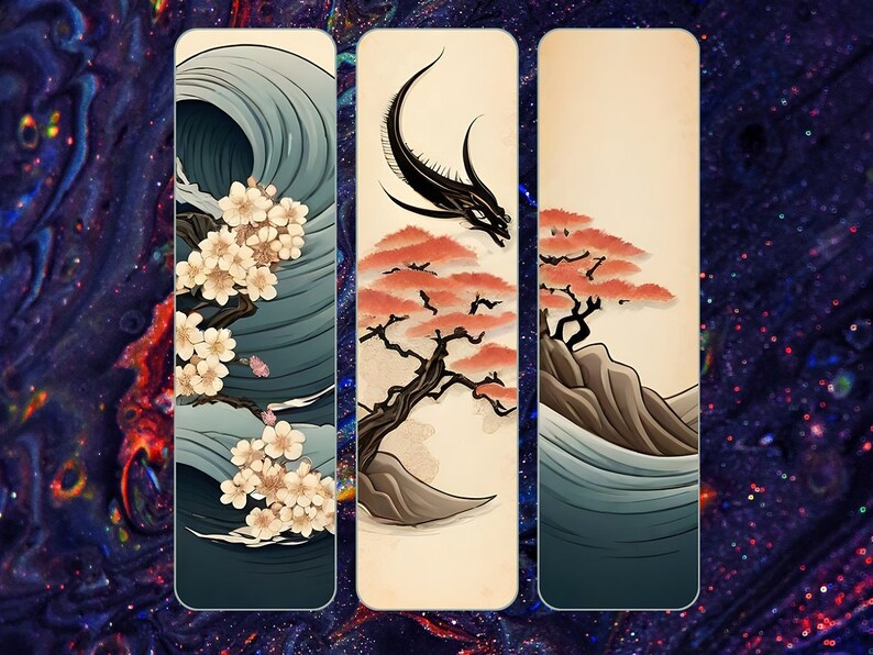 Digital Bookmarks Pink Trees Japanese Digital Bookmarks Book Lovers ...